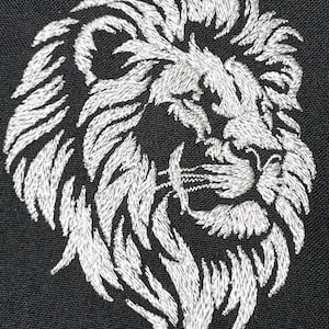 White Lion Head Embroidery Design - African King Face for Dark Textiles ...