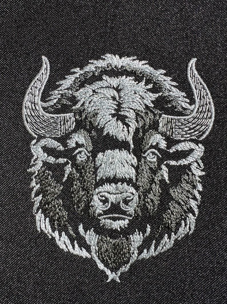 Monochrome Bison Head Embroidery Design - Exquisite Machine Embroidery ...