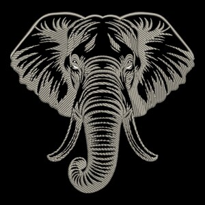 Elephant Head Embroidery Design - Majestic Animal Pattern for White ...