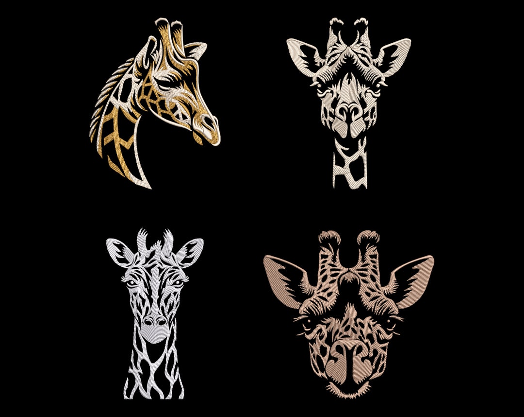 Artistic Giraffe Heads Embroidery Designs SET - Exotic Animal Bundle ...