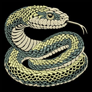 Realistic Snake Embroidery Design – Coiled Serpent Pattern for Wildlife ...