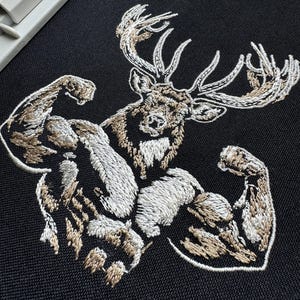 Muscular Deer Embroidery Design - Strong Deer, PES File, Unique ...