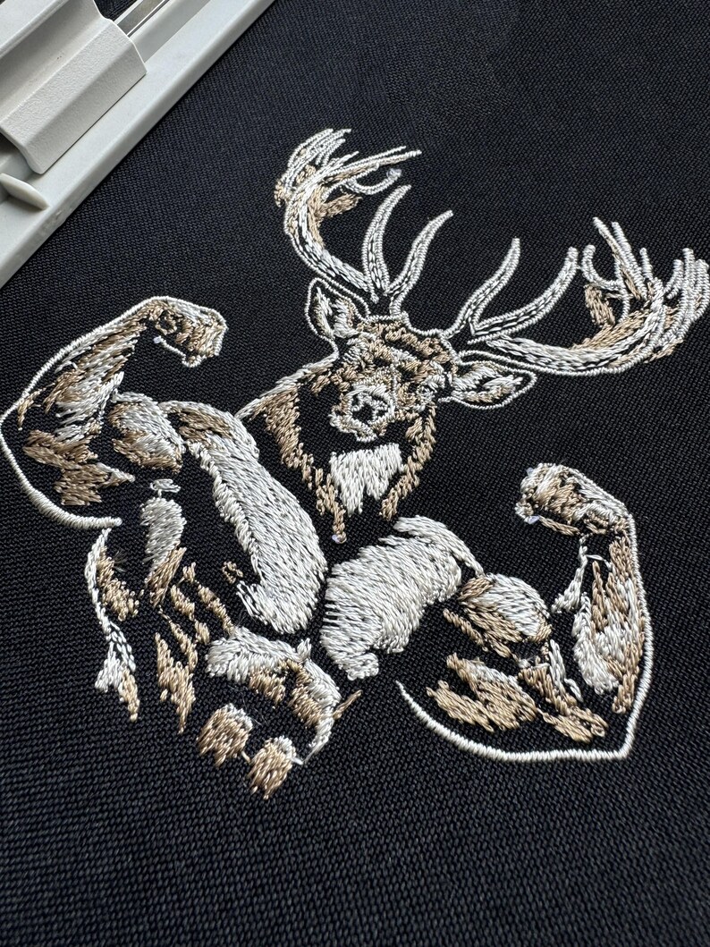 Muscular Deer Embroidery Design - Strong Deer, PES File, Unique ...