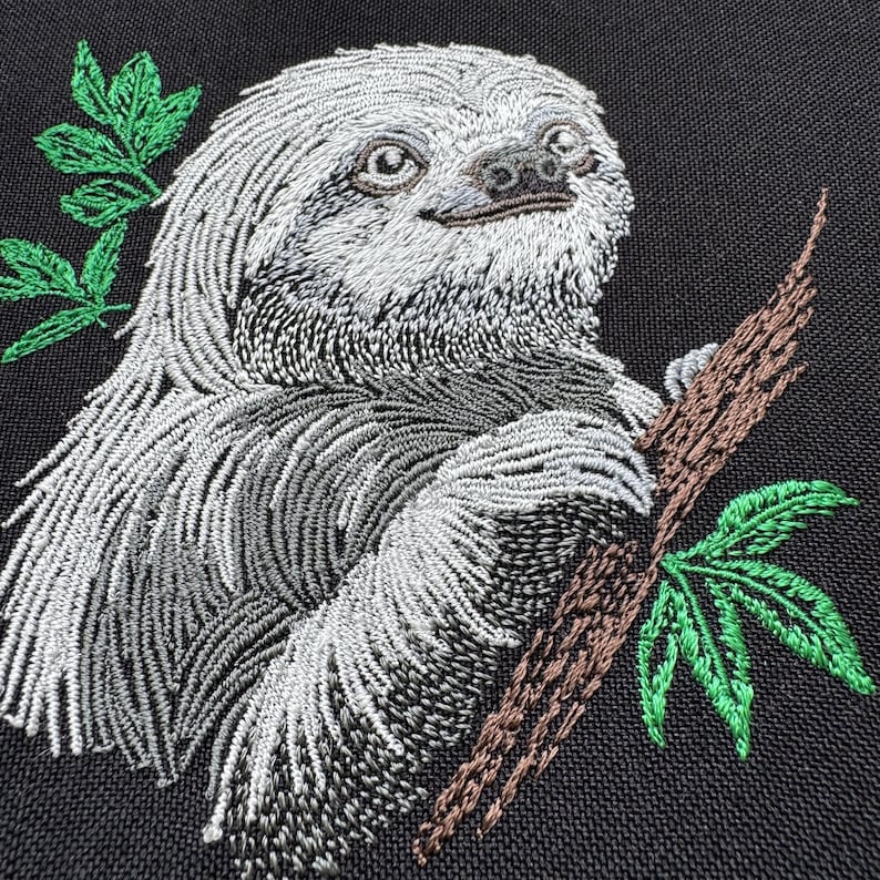 Dreamy Sloth With Leaves Embroidery Design – Cute Jungle Animal Digital ...