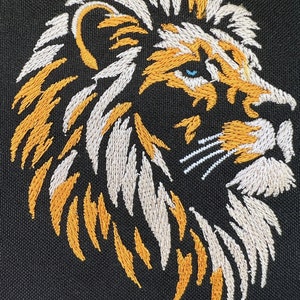 Majestic Lion Head Embroidery Design - Royal Feline for Dark Textiles ...