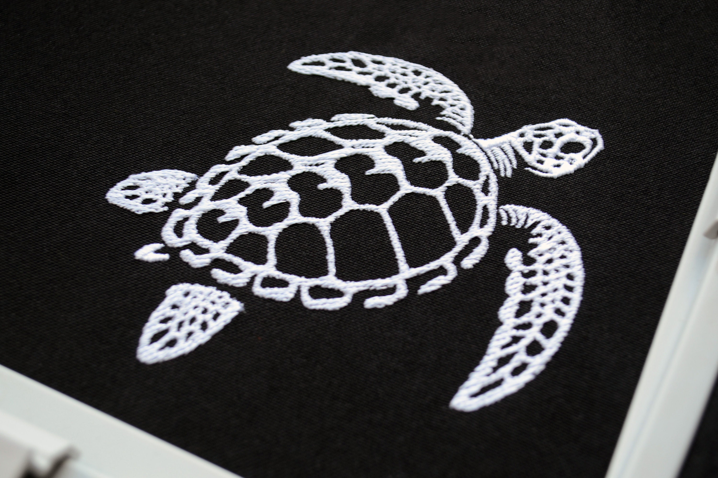 Sea Turtle Embroidery Design Oceanic Wildlife Pattern for Black Fabric ...