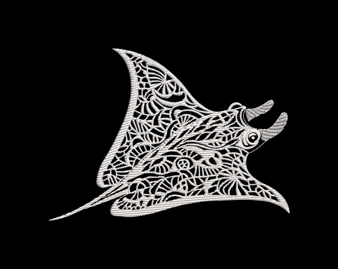 Majestic Manta Ray Embroidery Design - Oceanic Lace Stingray Pattern ...