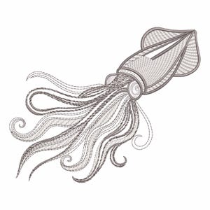 Squid Embroidery Design – Ocean Wildlife Pattern, Nautical Marine ...
