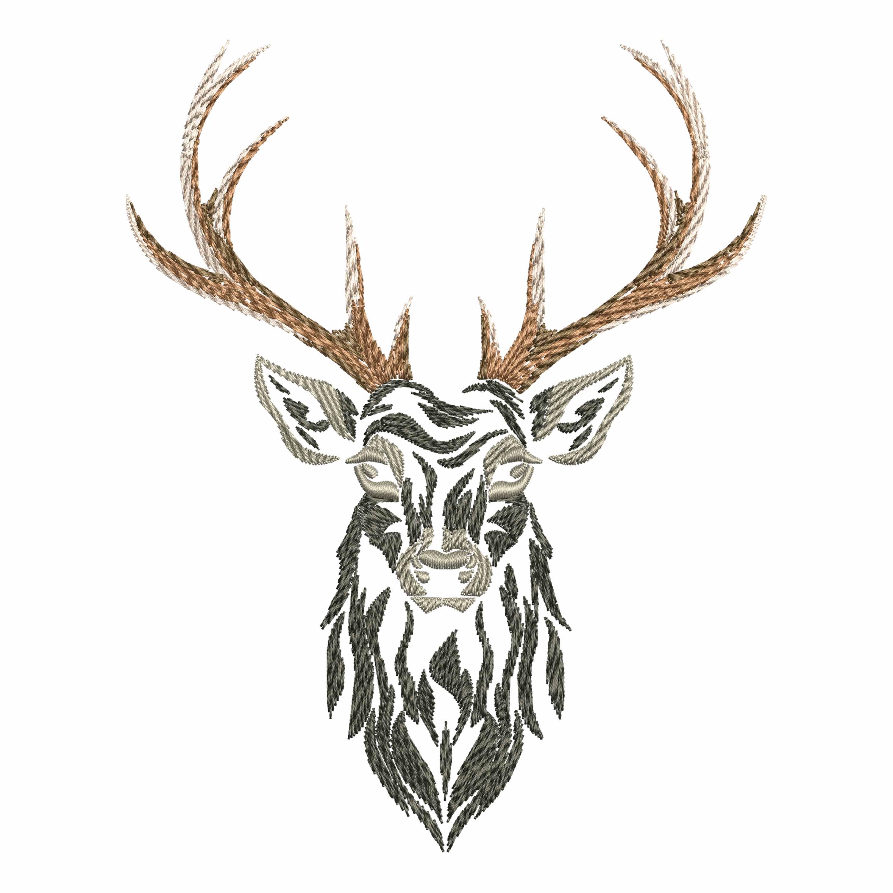 Majestic Deer Head Embroidery Design - Modern Wildlife Pattern Digital ...