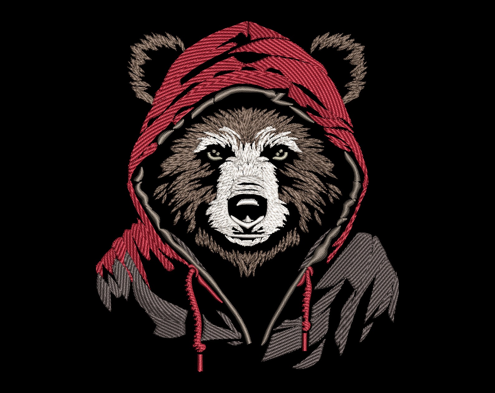 Bold Bear in Hoodie Embroidery Design – Unique and Stylish Animal ...