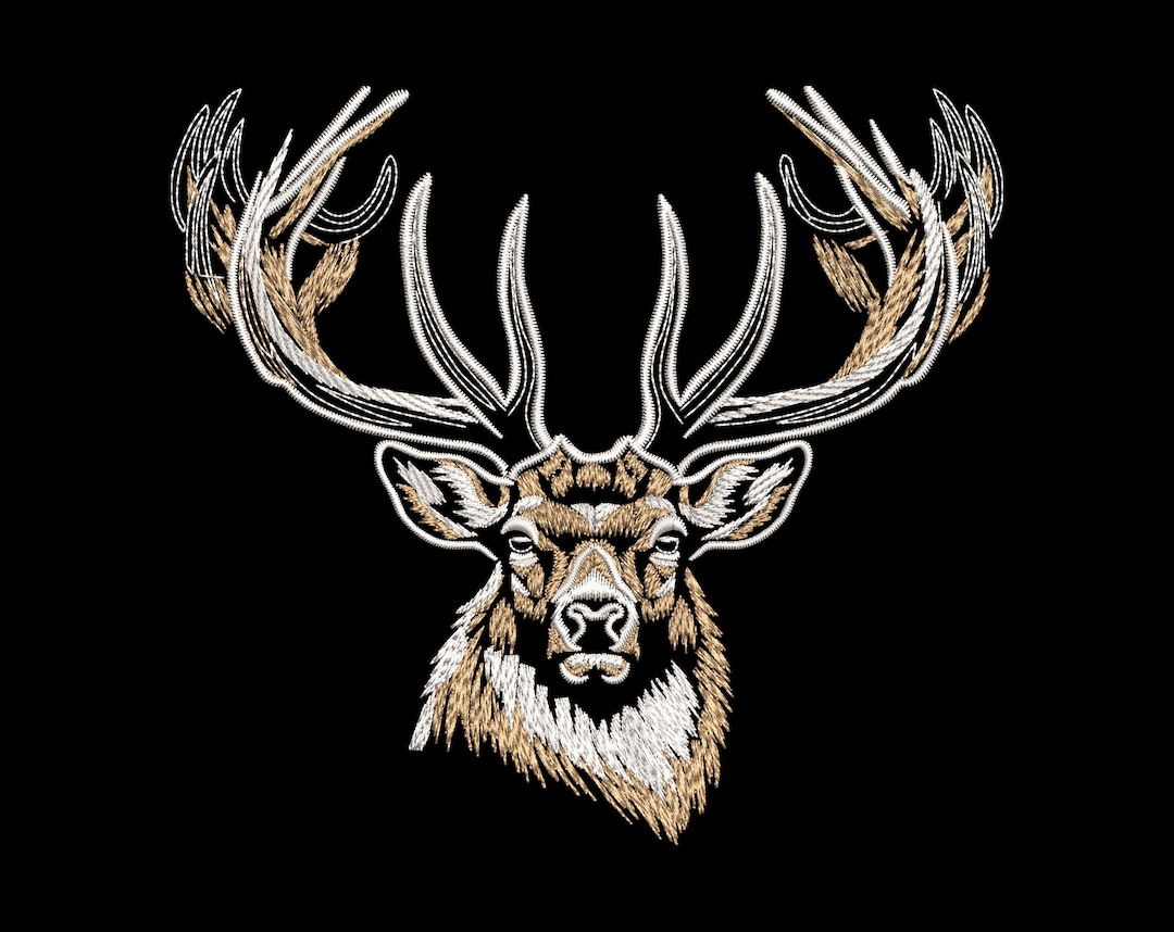 Majestic Deer Head Embroidery Design - Realistic Deer, Stag Embroidery ...