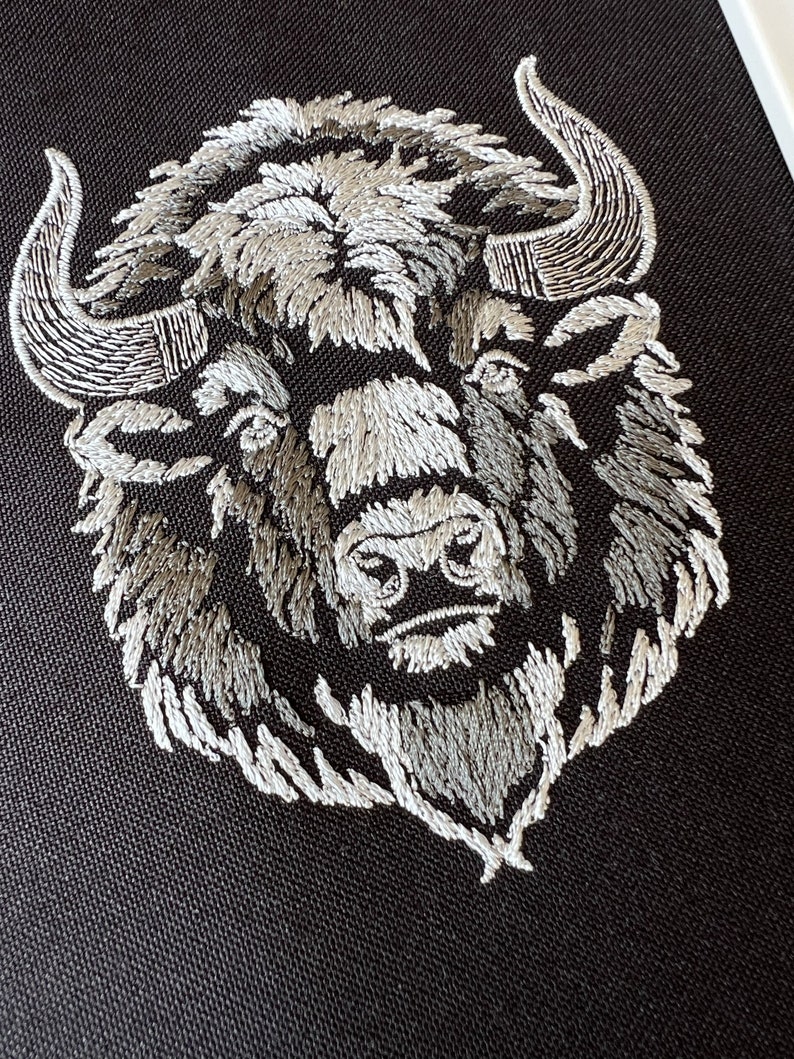Monochrome Bison Head Embroidery Design - Exquisite Machine Embroidery ...