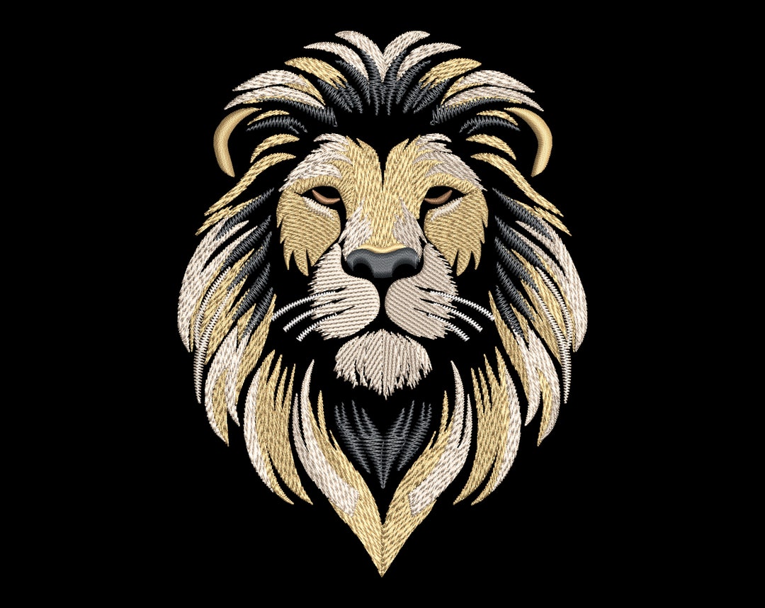 Sovereign Lion Majesty Embroidery Design - Royal Feline for Dark ...