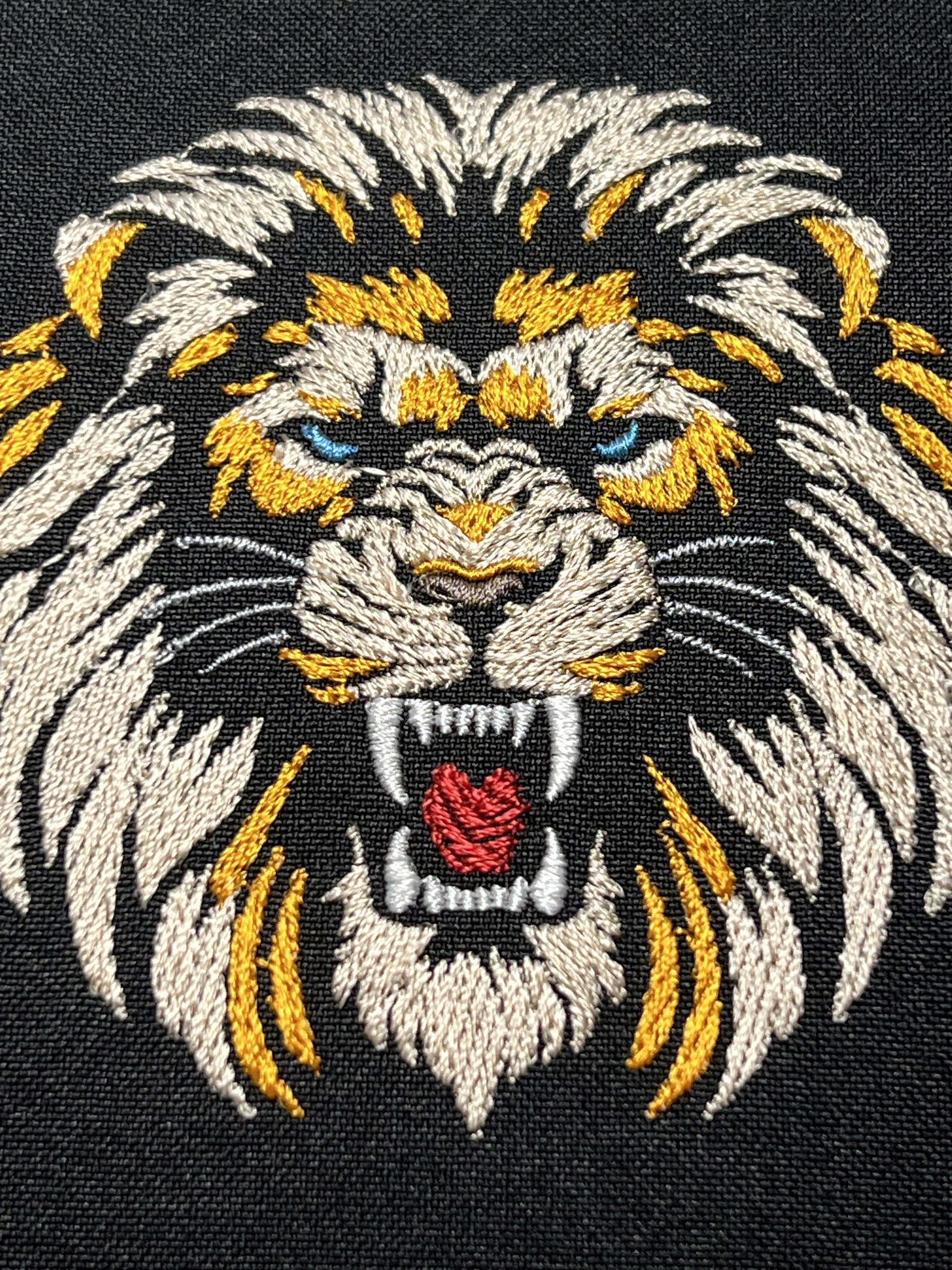 Fierce Lion Head Embroidery Design - Roaring Jungle King for Dark ...