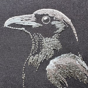Elegant Crow Embroidery Design - Detailed Bird Art for Dark Fabrics ...