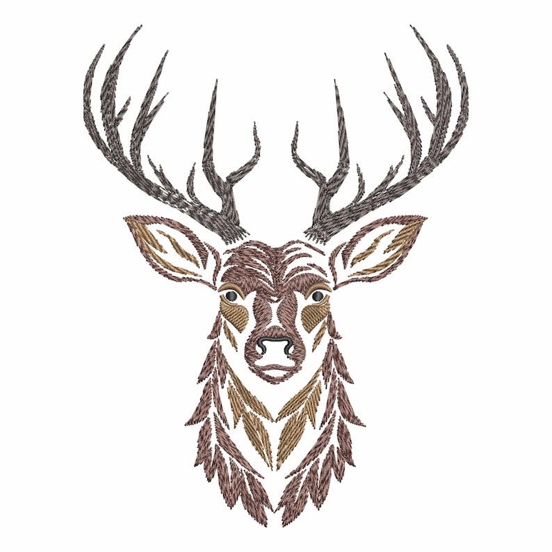 Christmas Deer Embroidery Design - Festive Stag Pattern, Elegant ...
