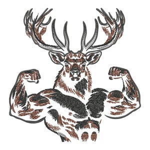 Muscular Deer Embroidery Design - Strong Deer, PES File, Unique ...