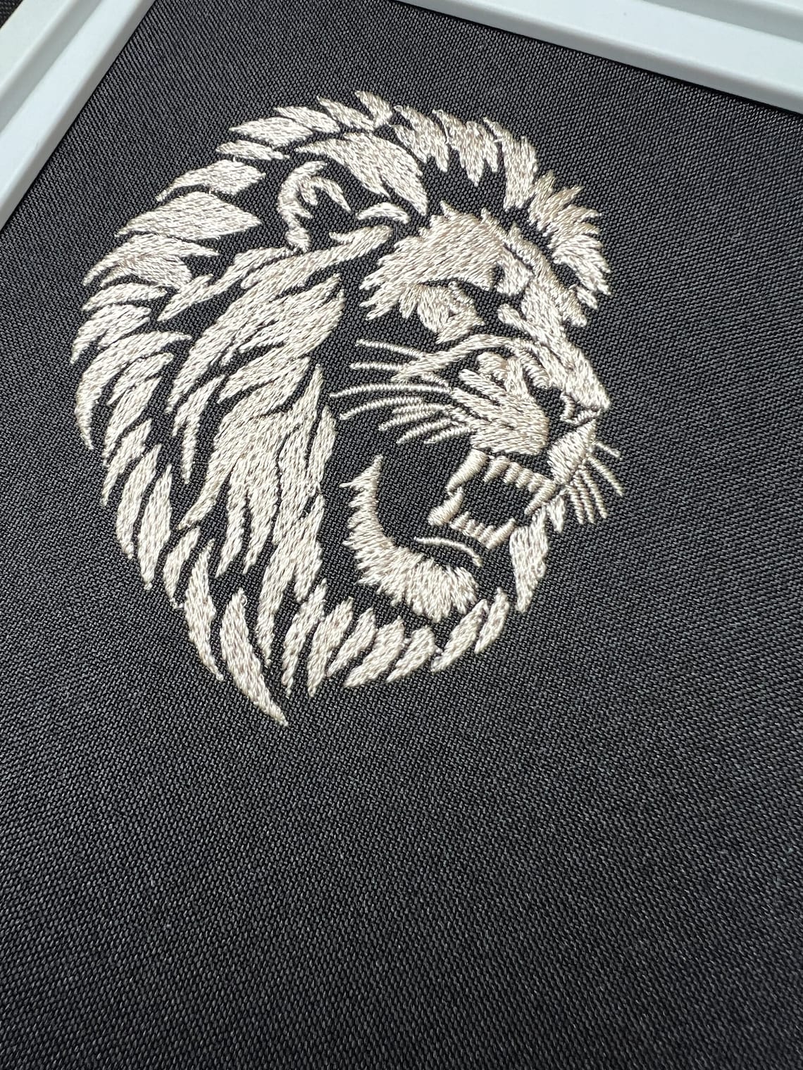 Fierce Lion Head Embroidery Design Royal Angry Feline for Dark Textiles ...