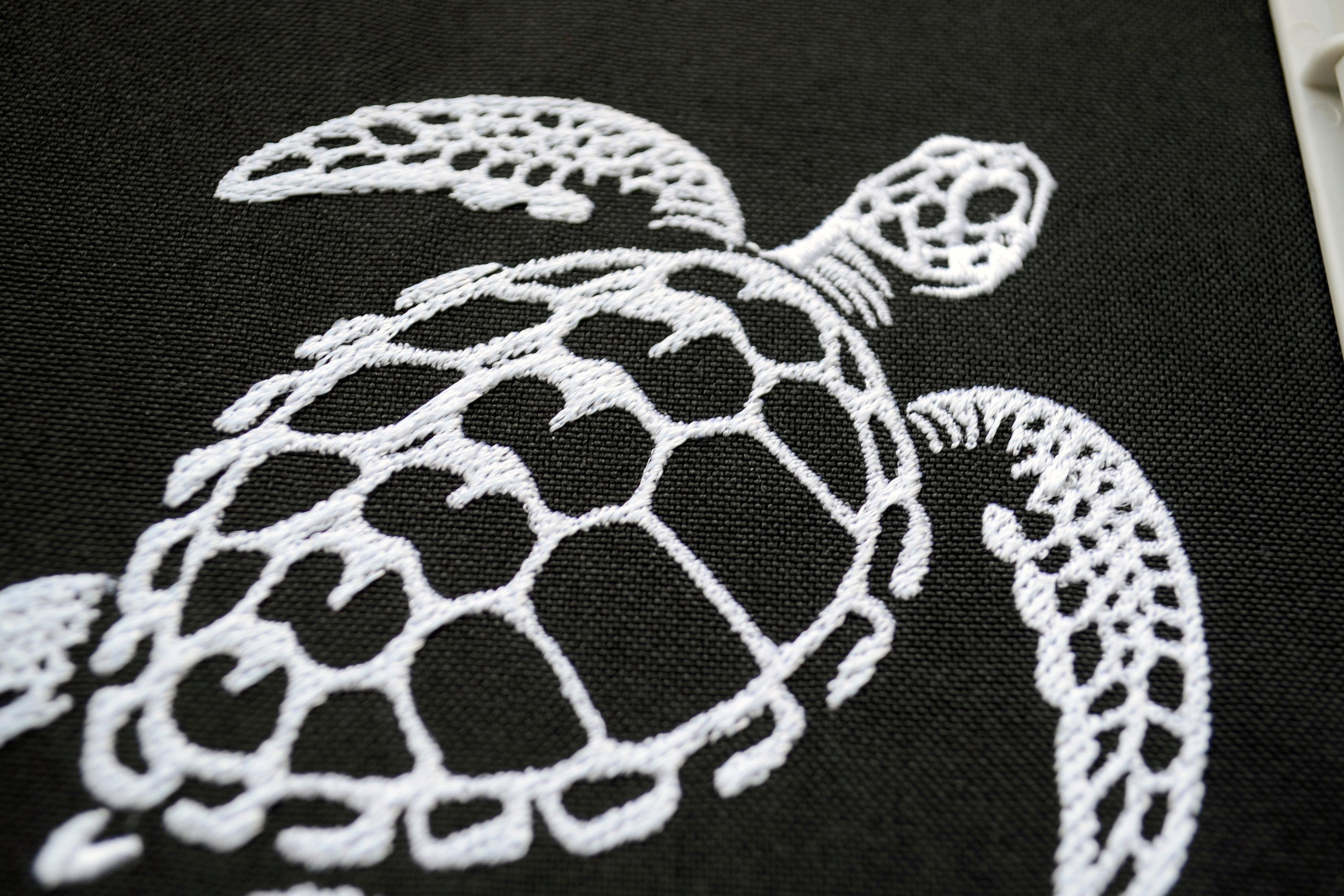 Sea Turtle Embroidery Design Oceanic Wildlife Pattern for Black Fabric ...