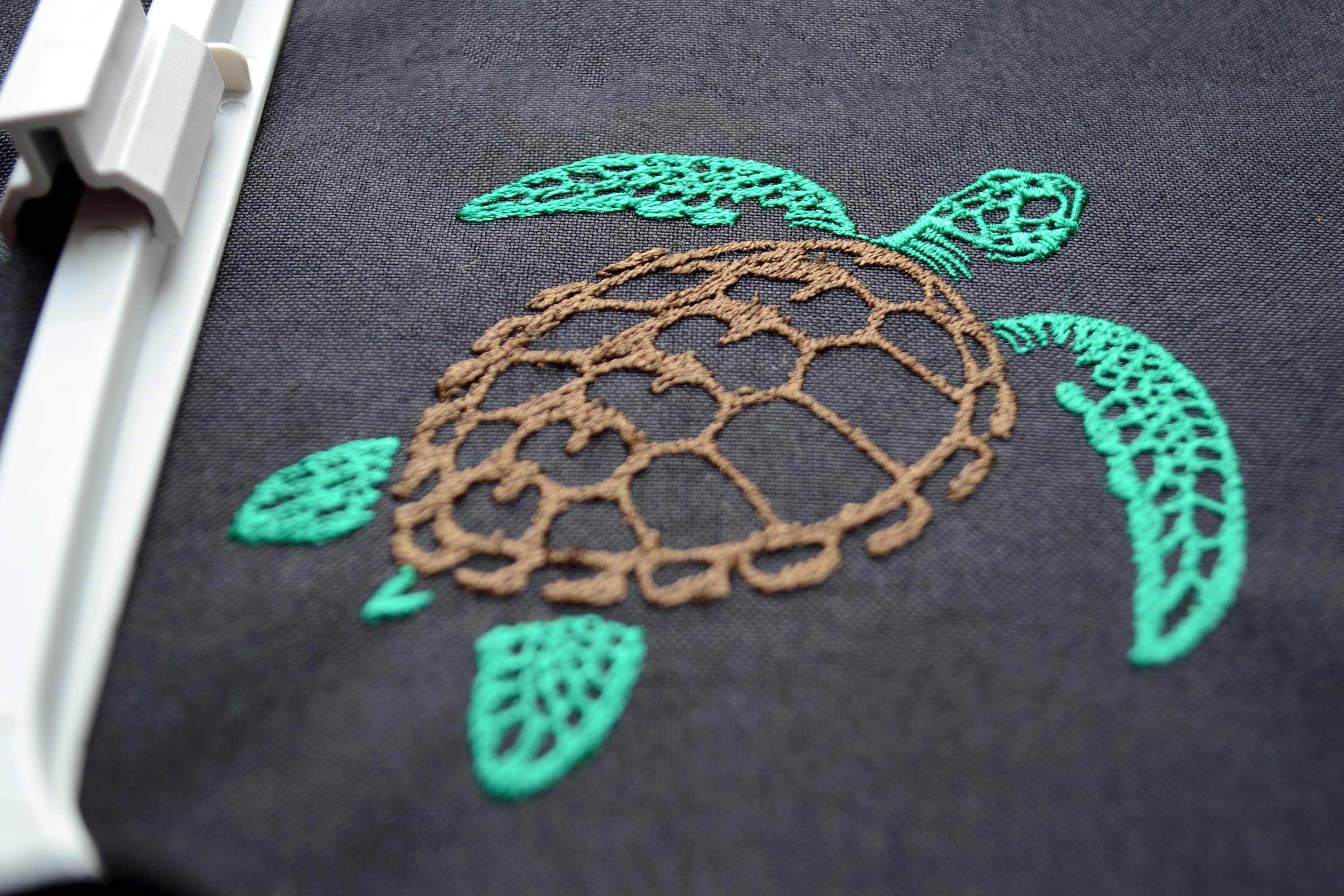 Marine Turtle Embroidery Design - Ocean-inspired Pattern for Black ...