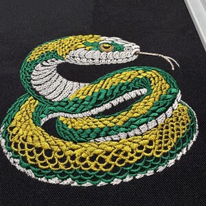 Realistic Snake Embroidery Design – Coiled Serpent Pattern for Wildlife ...