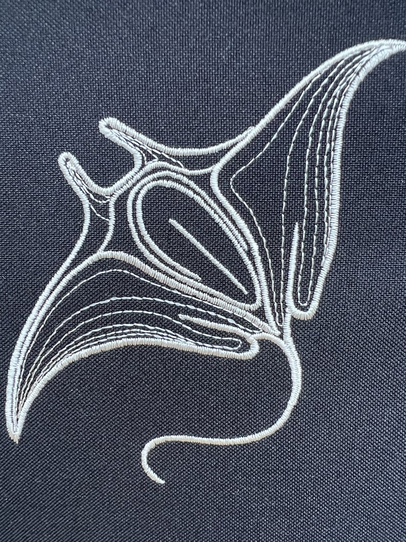 Sleek Manta Ray Embroidery Design - Stingray Minimalist Line Art ...