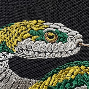 Realistic Snake Embroidery Design – Coiled Serpent Pattern for Wildlife ...