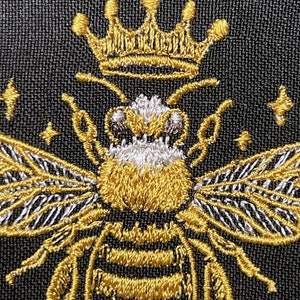 Queen Bee Embroidery Design - Royal Luxurious Insect for Dark Textiles ...