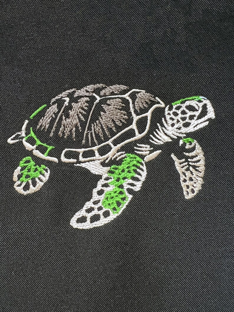 Oceanic Turtle Embroidery Desgins SET, Sea Creature Pattern for Dark ...