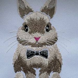 Dapper Bunny Boy Embroidery Design - Fill Stitch Cute Rabbit With Bow ...