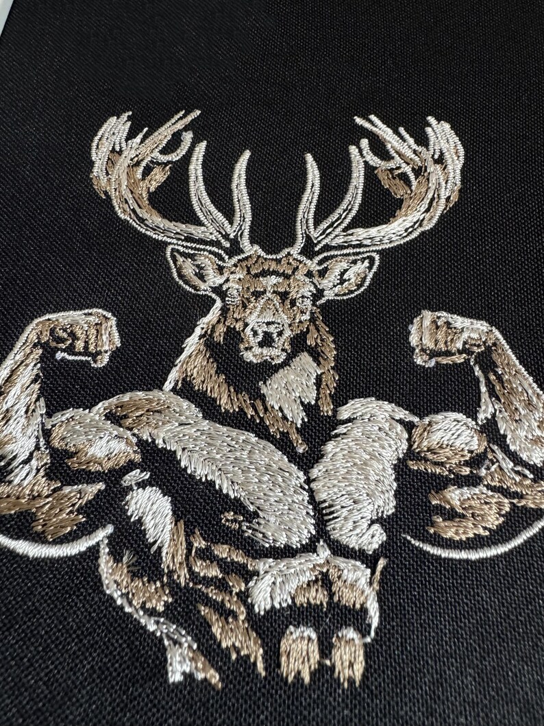Muscular Deer Embroidery Design - Strong Deer, PES File, Unique ...