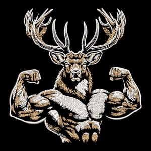 Muscular Deer Embroidery Design - Strong Deer, PES File, Unique ...