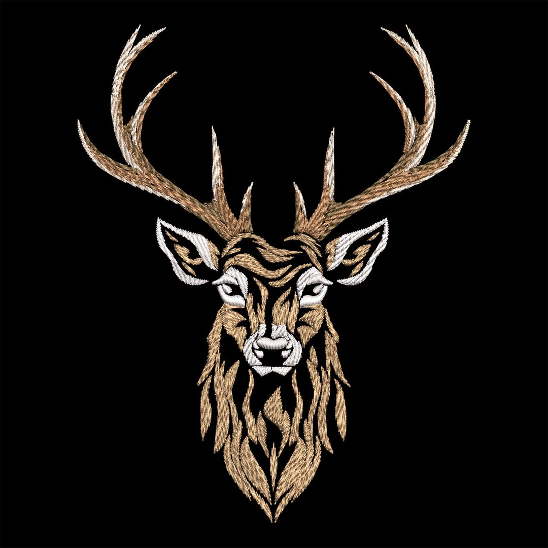 Majestic Deer Head Embroidery Design - Modern Wildlife Pattern Digital ...