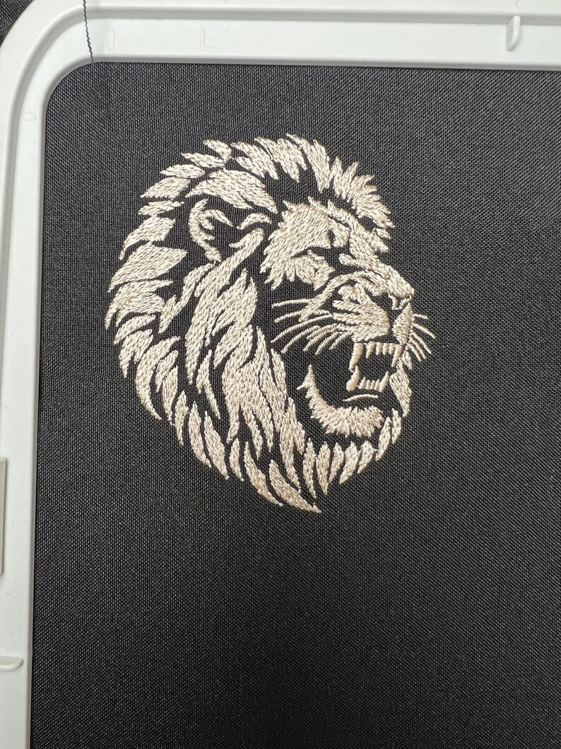 Fierce Lion Head Embroidery Design - Royal Angry Feline for Dark ...