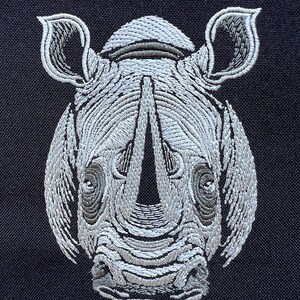 Rhino Head Embroidery Design Wild Rhinoceros for Dark Textiles, African ...