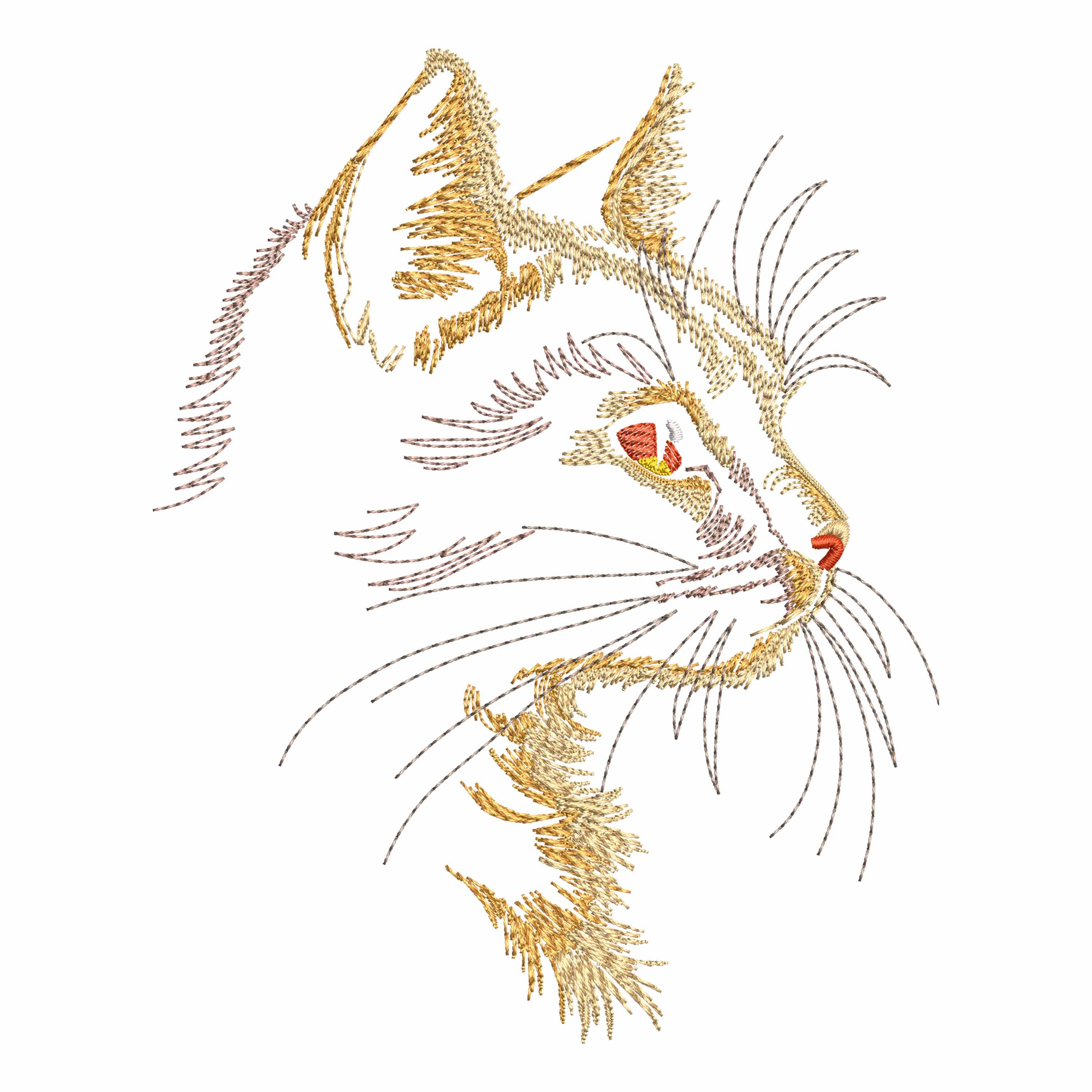 Cat Embroidery Design – Realistic Feline Profile, Elegant Pet Digital ...