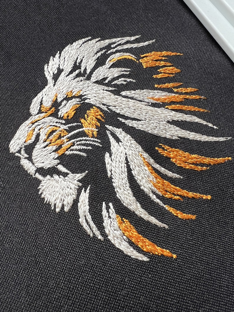 Fierce Royal Lion Embroidery Design Angry Jungle King for Dark Fabric ...
