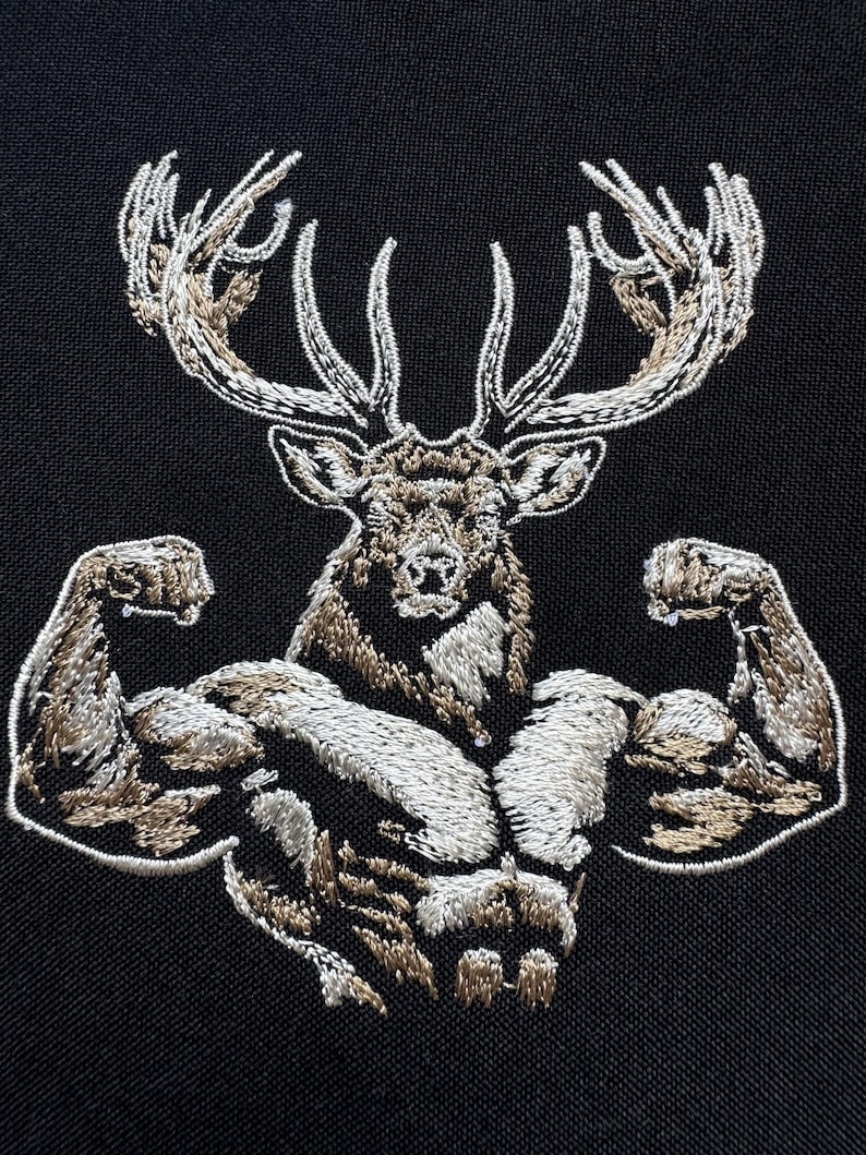 Muscular Deer Embroidery Design - Strong Deer, PES File, Unique ...