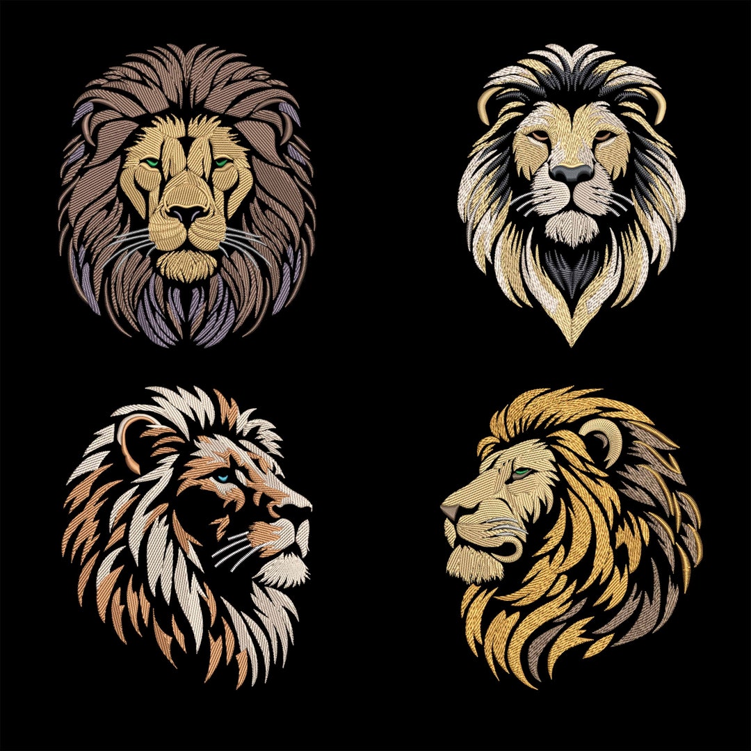 Noble Lions Embroidery Designs Bundle - Majestic Royal Animals ...