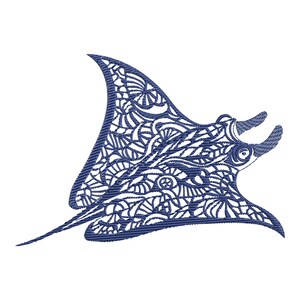 Majestic Manta Ray Embroidery Design - Oceanic Lace Stingray Pattern ...
