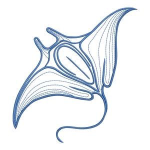 Sleek Manta Ray Embroidery Design - Stingray Minimalist Line Art ...