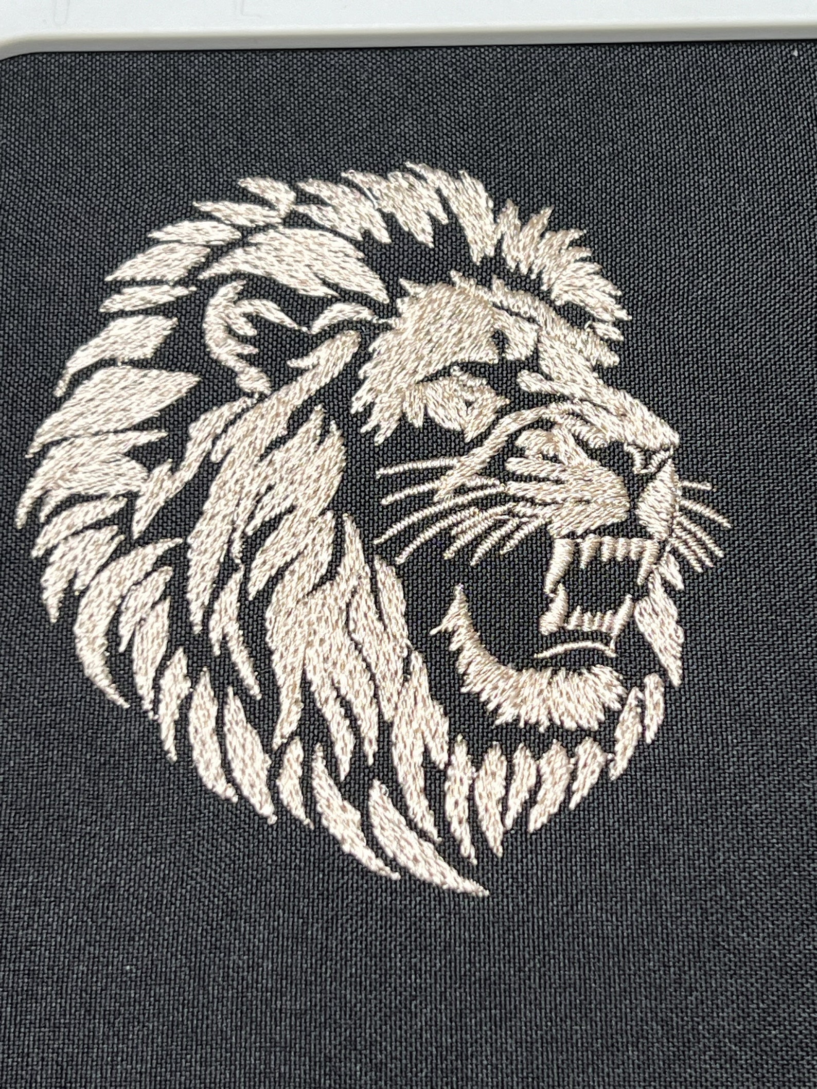 Fierce Lion Head Embroidery Design - Royal Angry Feline for Dark ...