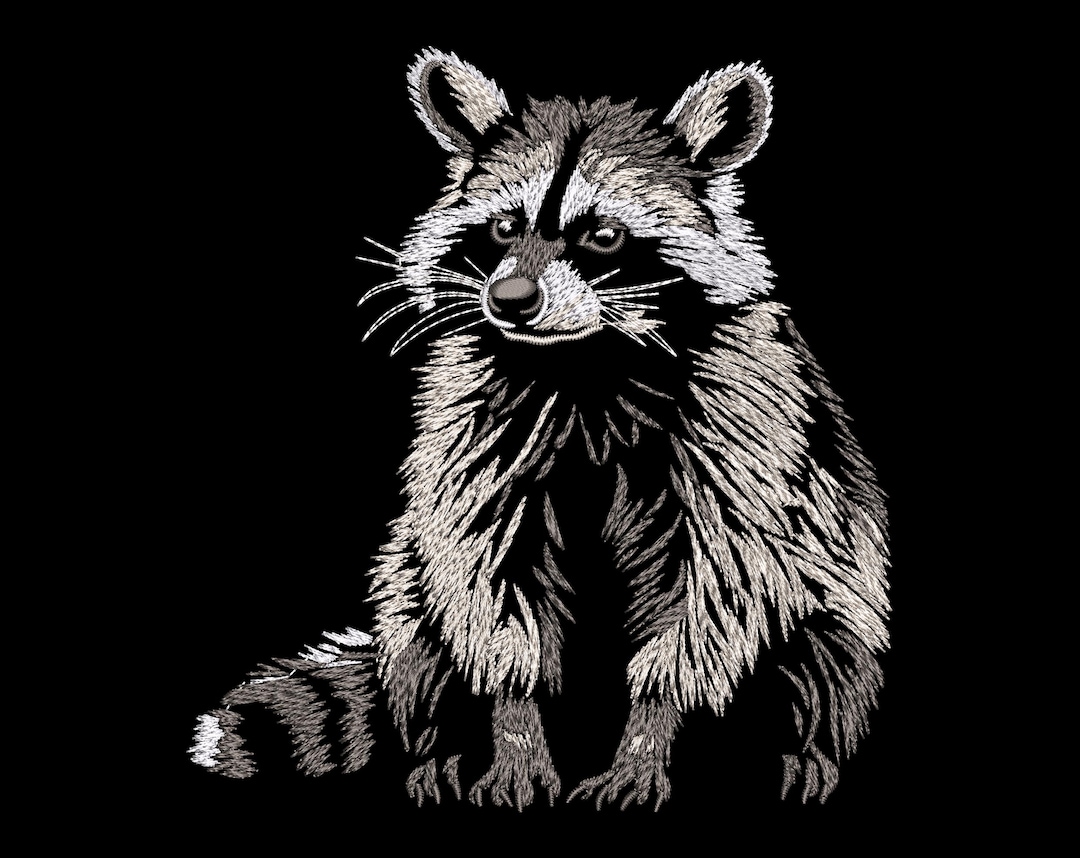 Realistic Raccoon Embroidery Design - Adorable and Detailed Embroidery ...