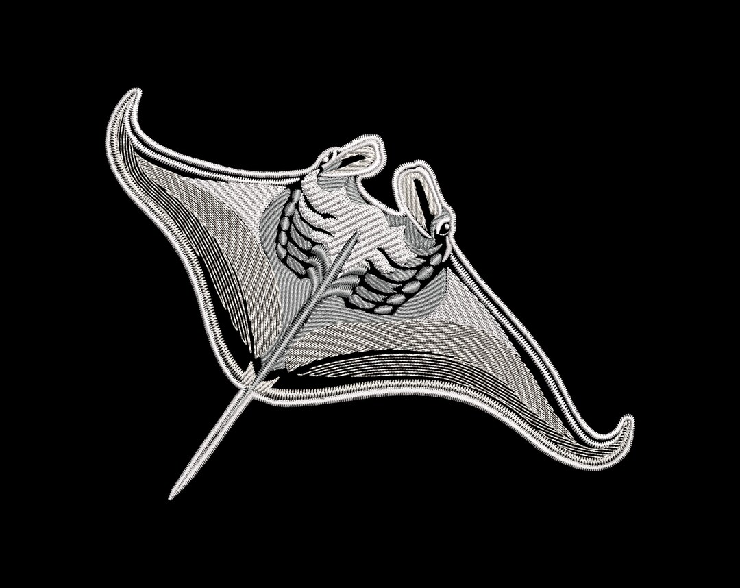 Elegant Manta Ray Embroidery Design - Oceanic Wildlife Pattern for ...