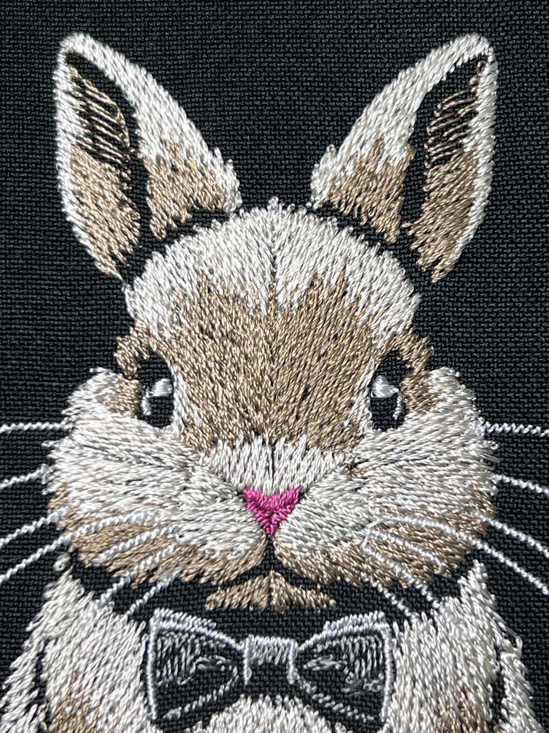 Dapper Bunny Boy Embroidery Design - Cute Rabbit With Bow Tie for Dark ...