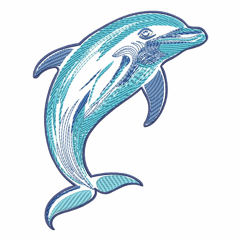 Dolphin Embroidery Design – Ocean Marine Life Pattern, Digital Sewing ...