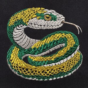 Realistic Snake Embroidery Design – Coiled Serpent Pattern for Wildlife ...