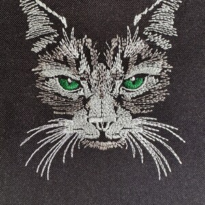 Mystical Cat Face Embroidery Design - Green-eyed Cat PES File, Animal ...