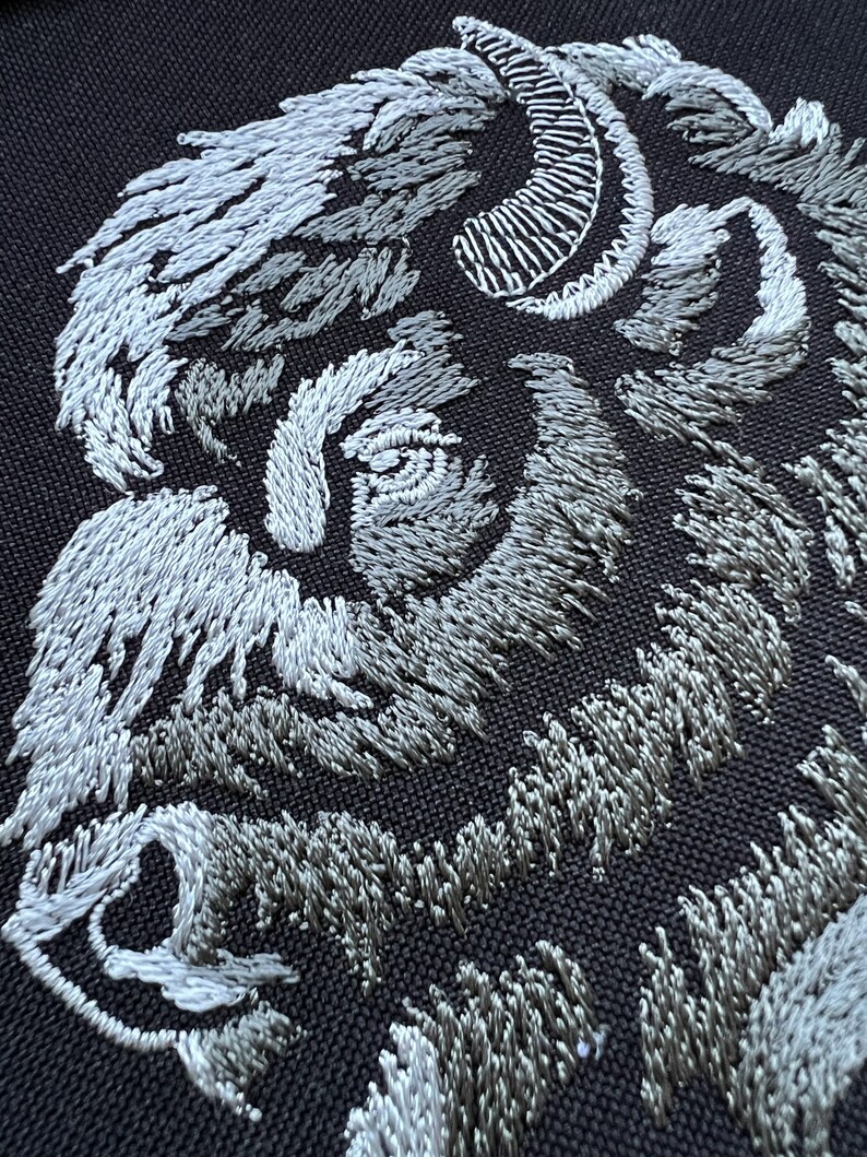 Monochrome Bison Head Embroidery Design - Majestic Wild Animal Machine ...