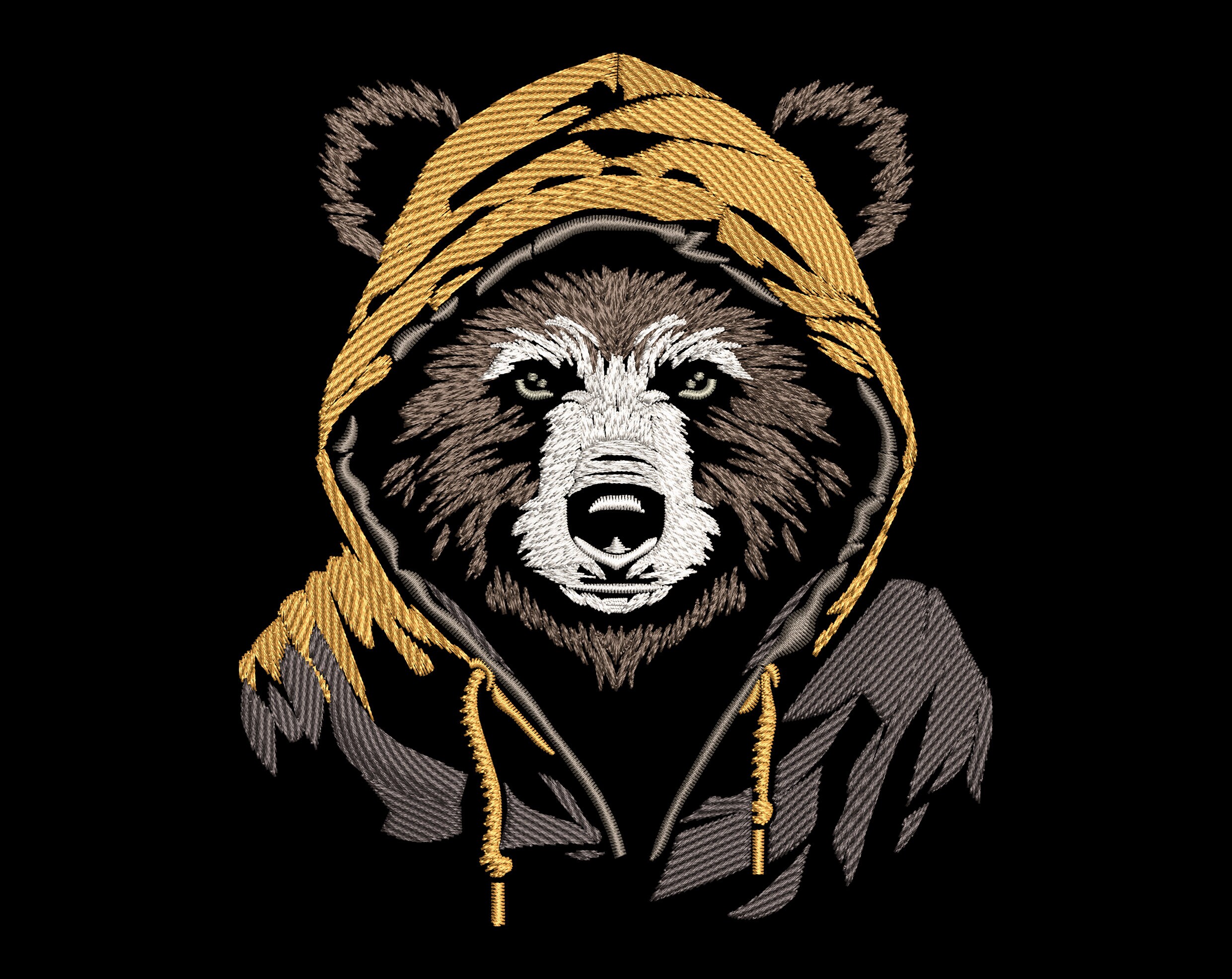 Bold Bear in Hoodie Embroidery Design – Unique and Stylish Animal ...